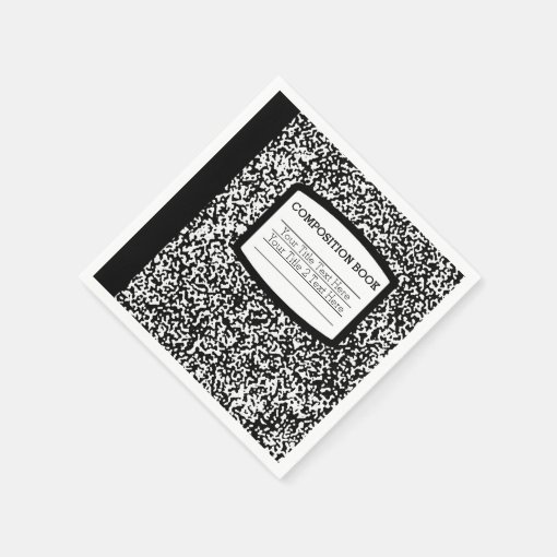 Custom Composition Book Black/White School/Teacher Paper Napkins | Zazzle