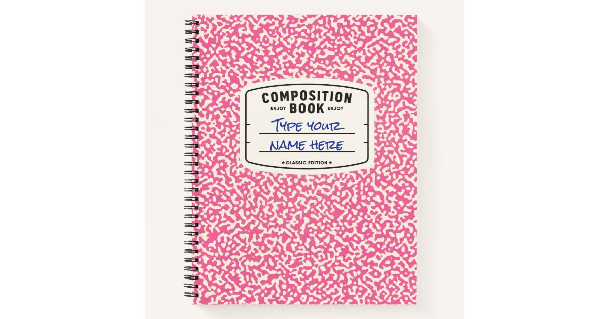 Custom Composition Notebook Pink with Label | Zazzle