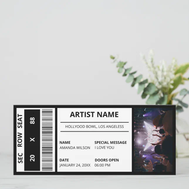 Custom Concert Ticket Gift Idea DIY Event Ticket Invitation | Zazzle
