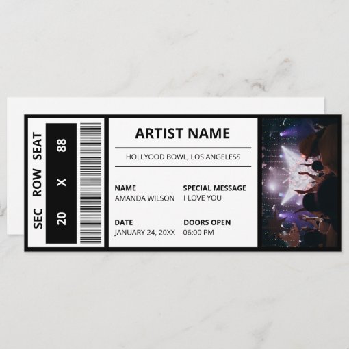 Custom Concert Ticket Gift Idea DIY Event Ticket Invitation | Zazzle