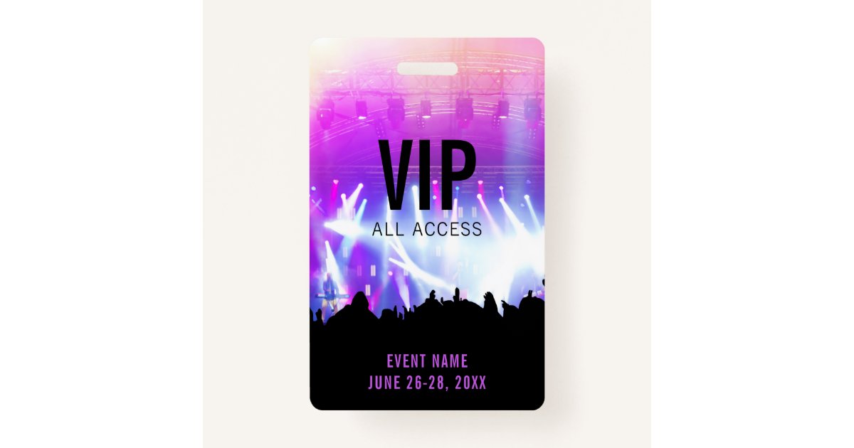 Custom Concert VIP All Access Pass Badge | Zazzle