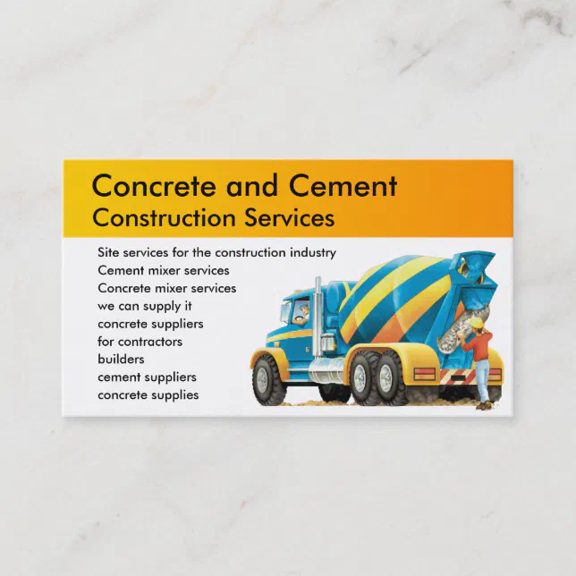 Custom Concrete and Cement Mixer Business Card | Zazzle
