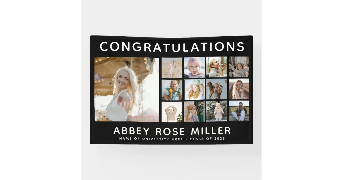 Custom 'CONGRATULATIONS' 13 Photo Collage Graduate Banner | Zazzle
