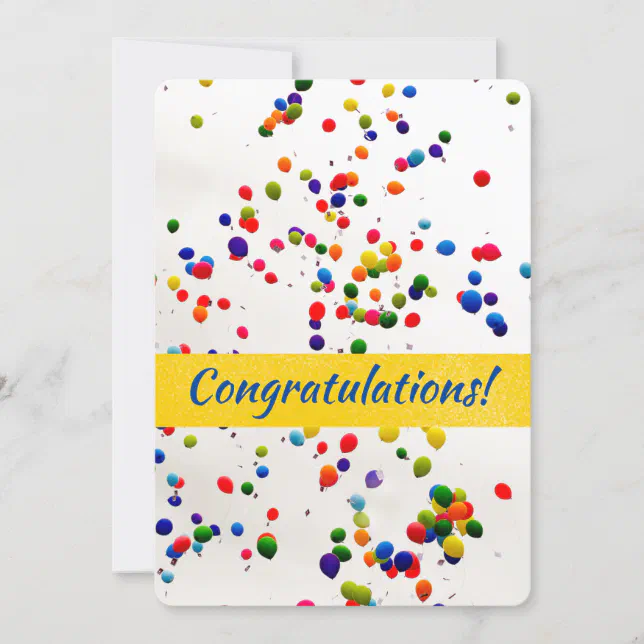 Custom Congratulations Card With Balloons | Zazzle