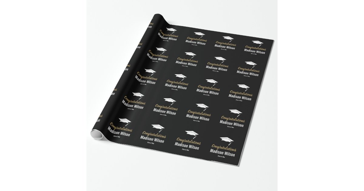 Custom Congratulations Graduation Cap Wrapping Paper | Zazzle