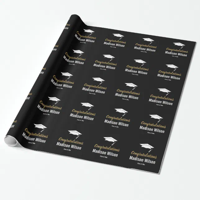 Custom Congratulations Graduation Cap Wrapping Paper | Zazzle