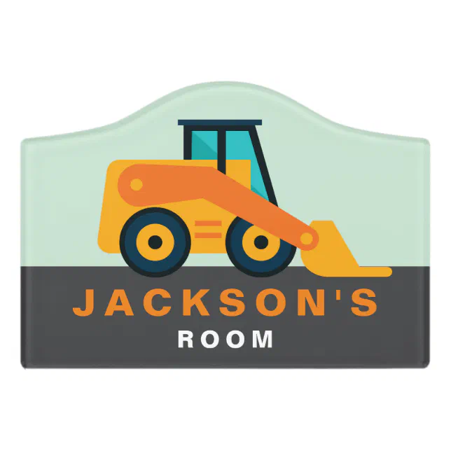 Custom Construction Backhoe Boy Door Sign | Zazzle