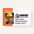Custom Construction Site ID Logo QR Code Orange Badge | Zazzle