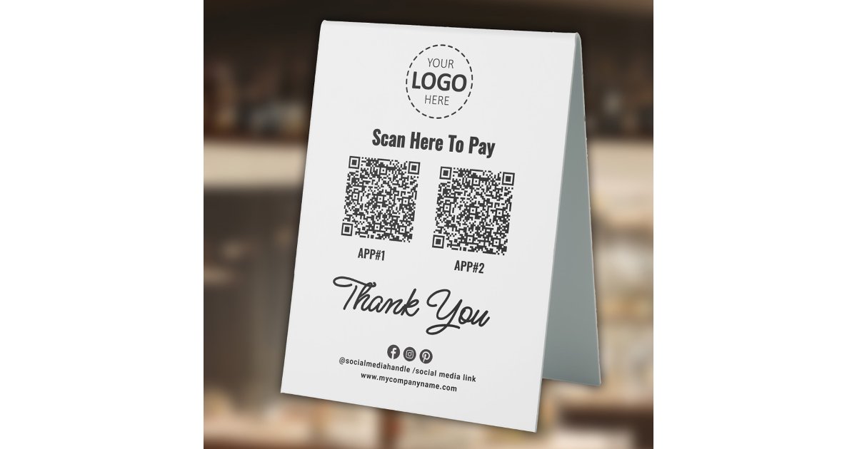 Custom Contactless Payment QR Code Table Tent | Zazzle