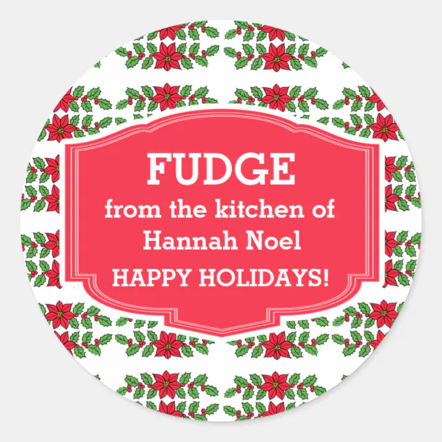 Custom Cookie Swap or Fudge Holiday Stickers | Zazzle