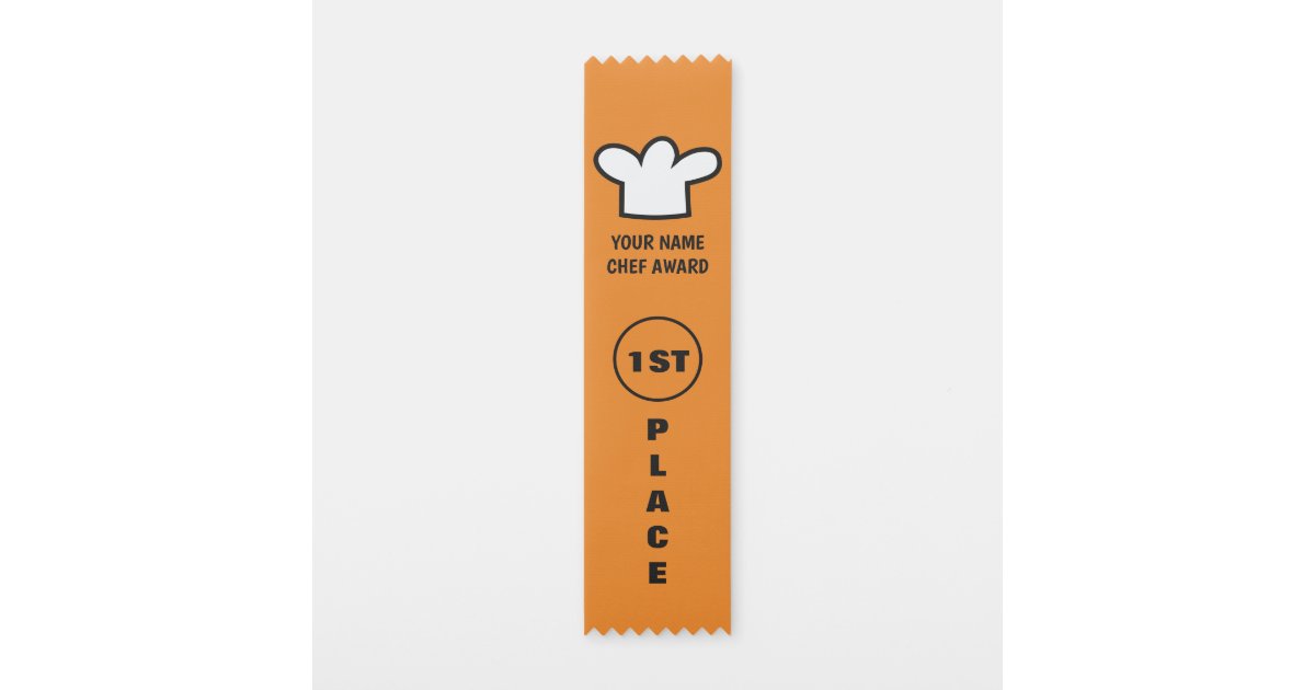 Custom cooking award ribbon with chef hat logo | Zazzle