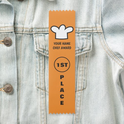 Custom cooking award ribbon with chef hat logo | Zazzle