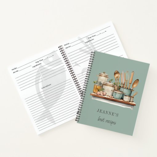 Custom Cook's Table Chef Baker Recipe Templates Notebook | Zazzle