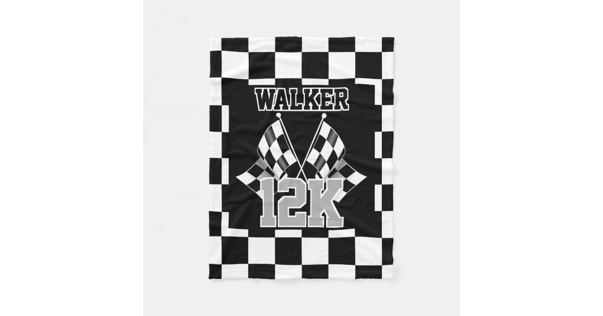 Custom Cool Black And White Checkered Flag Pattern Fleece Blanket | Zazzle
