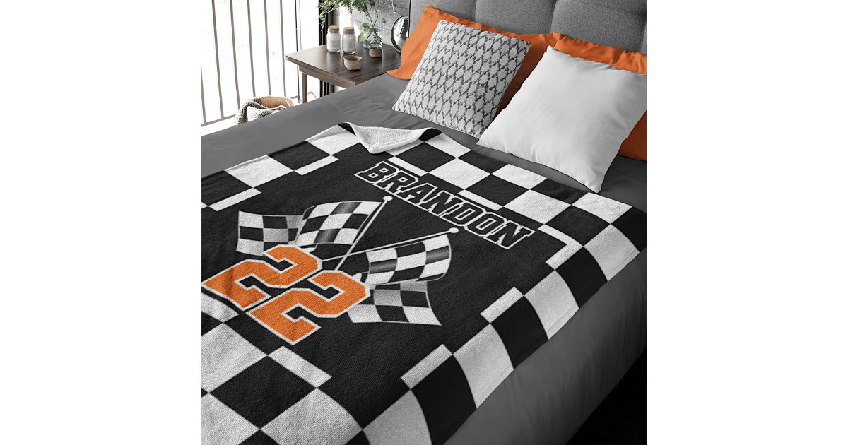 Custom Cool Black And White Checkered Flag Pattern Fleece Blanket | Zazzle