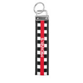 Custom Cool Black And White Checkered Flag Pattern Wrist Keychain | Zazzle