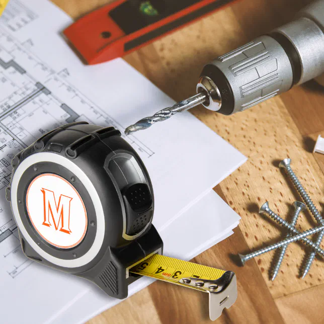 Custom Cool Orange Monogram Kids DIYers Crafters Tape Measure | Zazzle