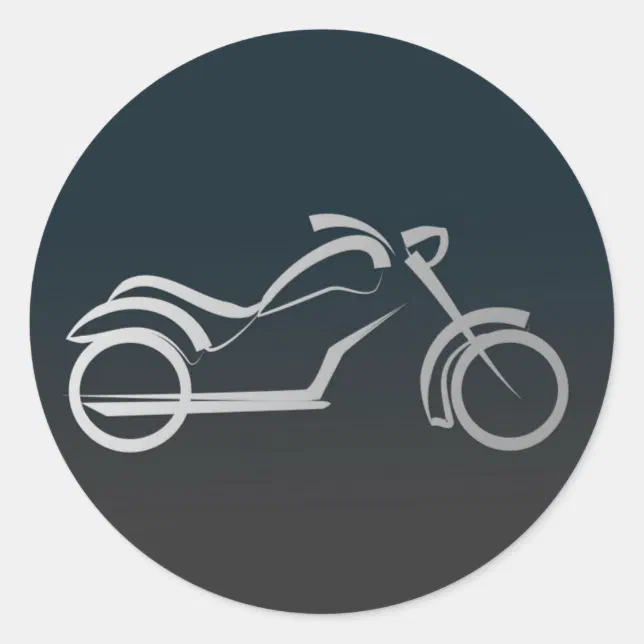 Custom Cool Silver Motorcycle Frame Black Classic Round Sticker | Zazzle