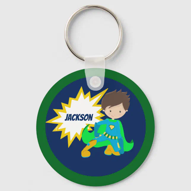 Custom Cool Superhero Action Bubble Keychain | Zazzle