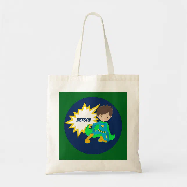 Custom Cool Superhero Kid Comic Book Action Bubble Tote Bag | Zazzle