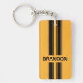 Custom Cool Yellow Black Auto Race Sport Stripe Keychain | Zazzle