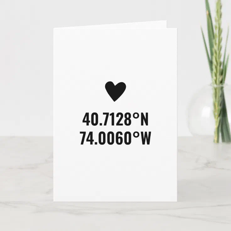 Custom Coordinates Longitude Latitude Valentines Card | Zazzle Custom Coordinates Longitude Latitude Valentines Card | Zazzle