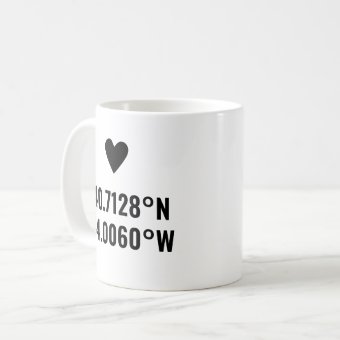 Custom Coordinates Longitude Latitude Valentines Coffee Mug | Zazzle