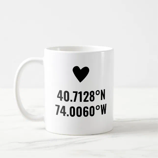 Custom Coordinates Longitude Latitude Valentines Coffee Mug | Zazzle