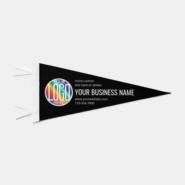 Custom Corporate Branded Business Logo Black Pennant Flag | Zazzle