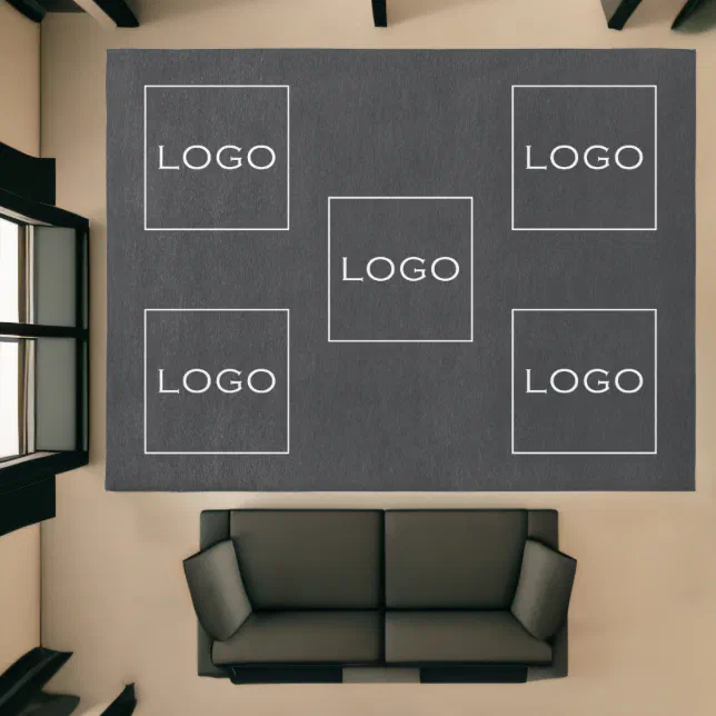 Custom Corporate Business Large Sqaure Logo Gray Rug | Zazzle