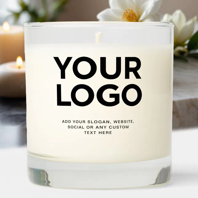 Custom Corporate Business Logo Text Simple Scented Candle | Zazzle