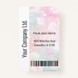 Custom Corporate Employee ID Badge Pink Glitter | Zazzle