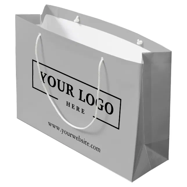 Custom Corporate Logo Business Promotional Grey Large Gift Bag | Zazzle