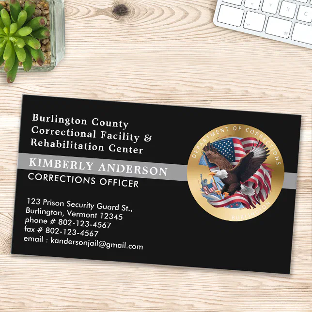 Custom Correctional Department Prison Guard Logo Business Card | Zazzle