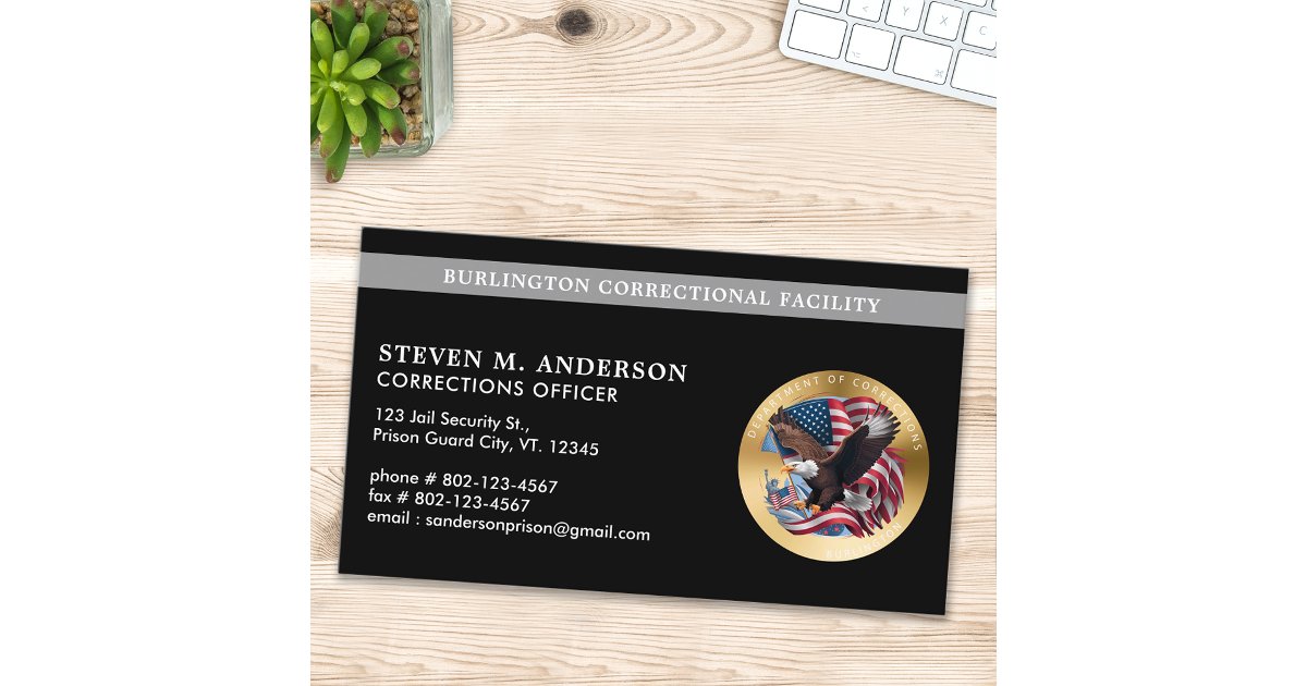 Custom Corrections Dept Parole Officer Prison Logo Business Card | Zazzle