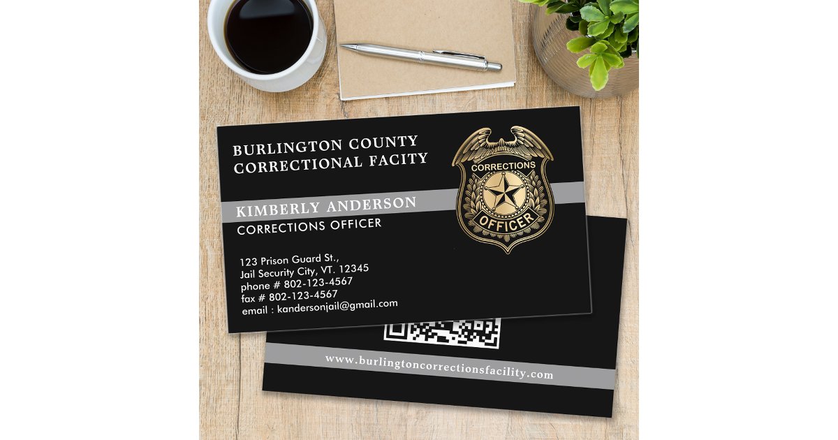 Custom Corrections Dept. Parole Officer QR code Business Card | Zazzle
