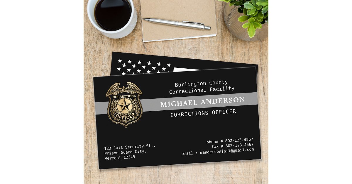 Custom Corrections Officer Law Enforcement Emblem Business Card | Zazzle