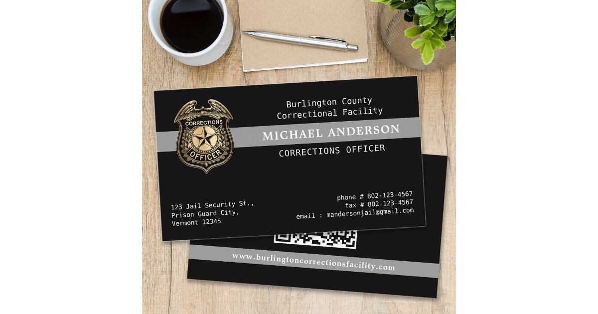 Custom Corrections Officer Law Enforcement QR Code Business Card | Zazzle