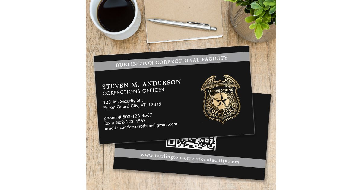 Custom Corrections Officer Law Enforcement QR Code Business Card | Zazzle