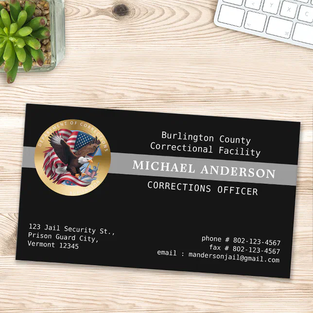 Custom Corrections Officer Parole Police Logo Business Card | Zazzle