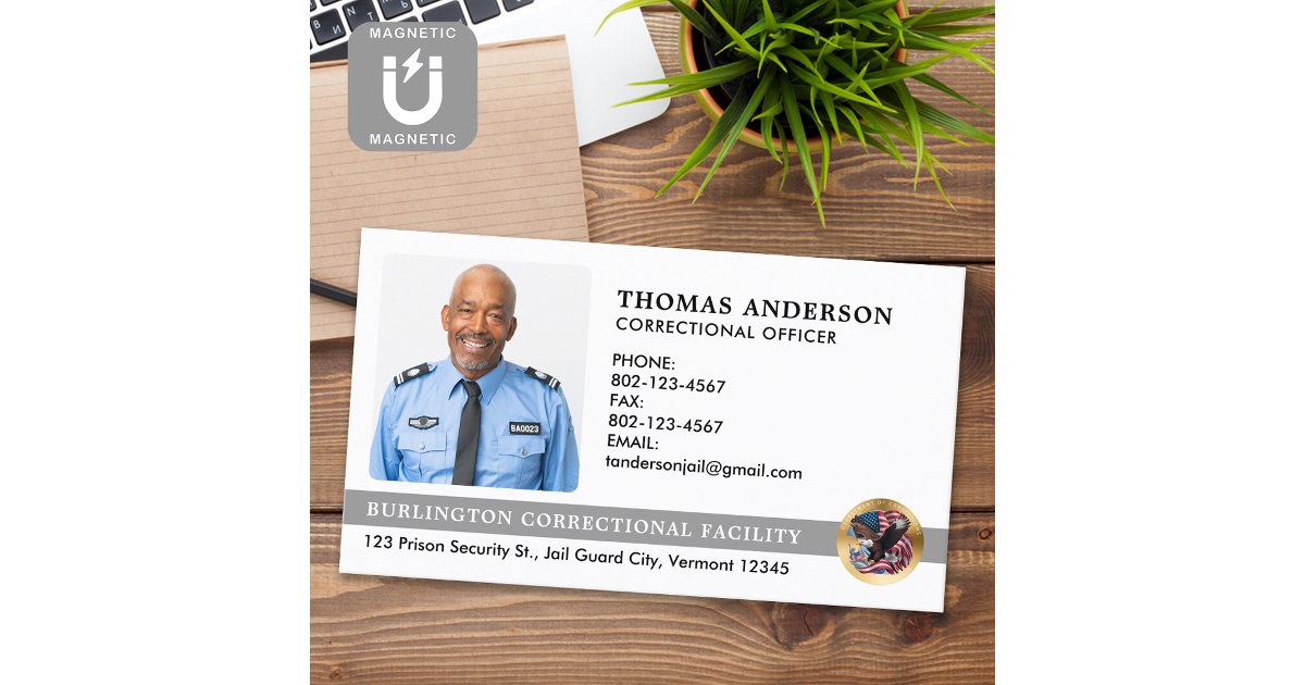 Custom Corrections Officer Photo Jail Prison Logo Business Card Magnet ...