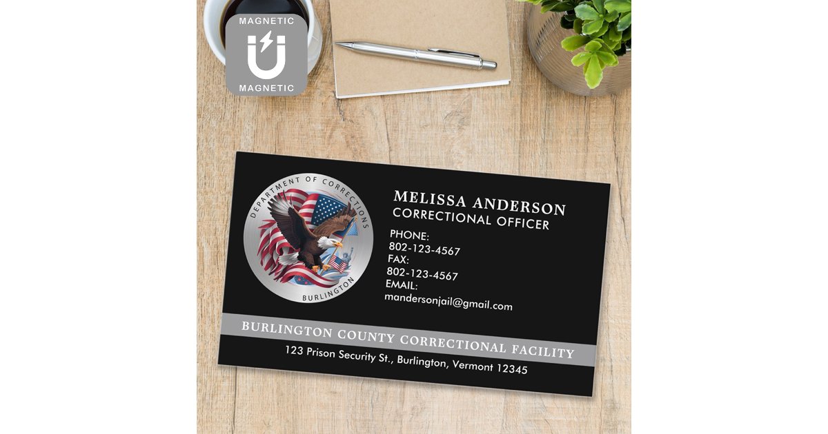 Custom Corrections Officer Prison Guard Jail Logo Business Card Magnet ...