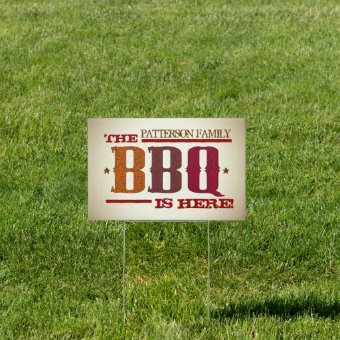 Custom Country BBQ Party is Here Yard Sign | Zazzle