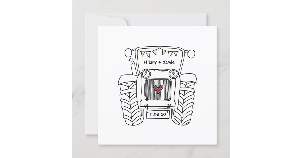 Custom Country Wedding Tractor Evening Invitation | Zazzle