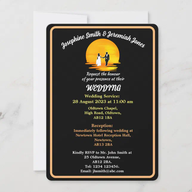 Custom Couple Marriage Sunset Wedding Invitation | Zazzle