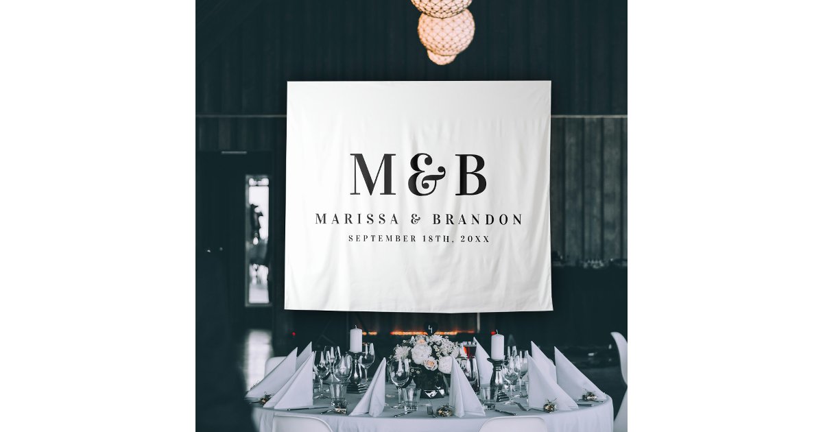 Custom Couple Wedding Monogram Initials Banner Tapestry | Zazzle