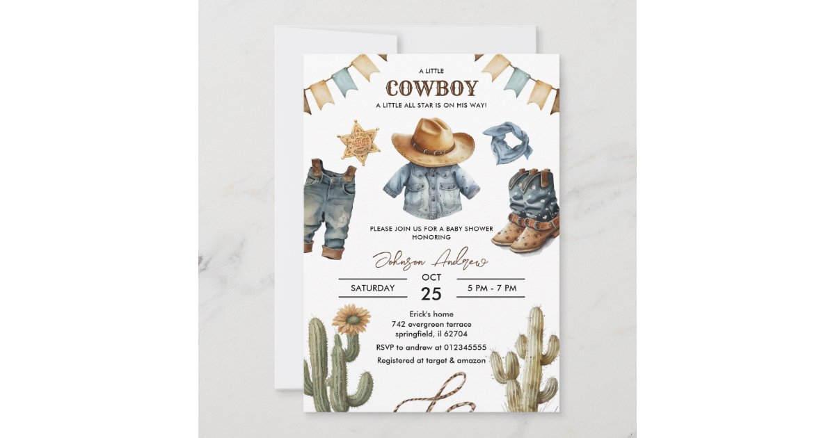 Custom Cowboy Baby Shower Invitation | Zazzle