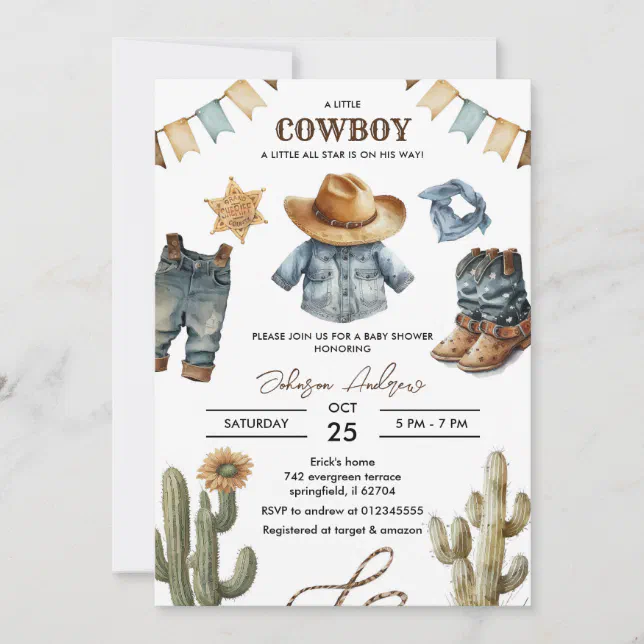 Custom Cowboy Baby Shower Invitation | Zazzle