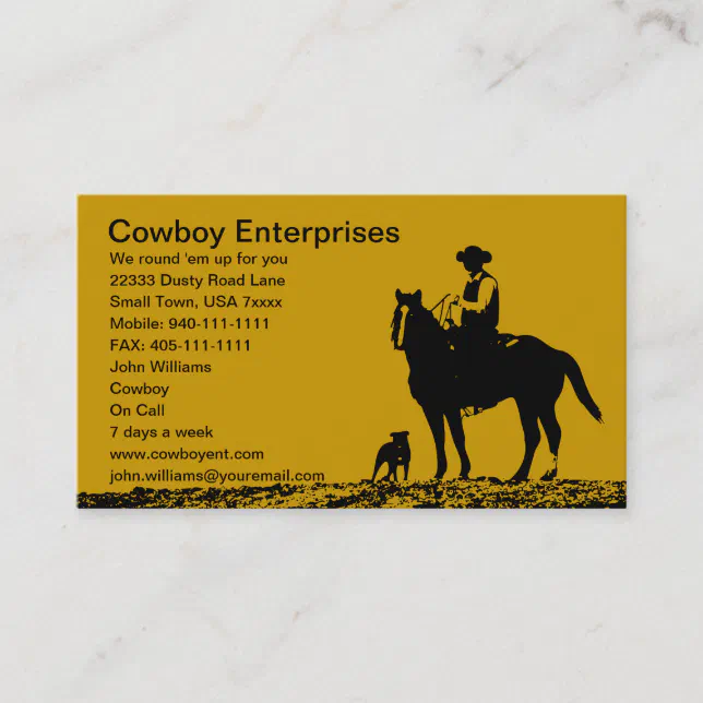 Custom Cowboy Business Cards - Customize for you | Zazzle