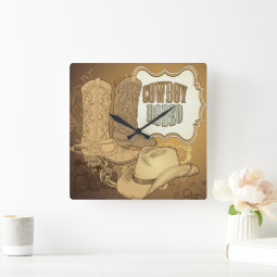 Custom Cowboy Rodeo Wall Clock | Zazzle